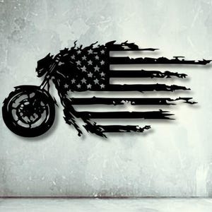Chopper Motorcycle Flag Vector Art Files Wall Art: Cnc Laser Cut or ...