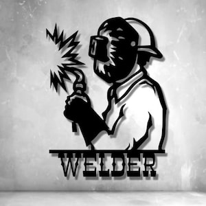 Welder Dxf Svg Png Files Weld Welding Welder Iron Worker Metal Art Wall ...