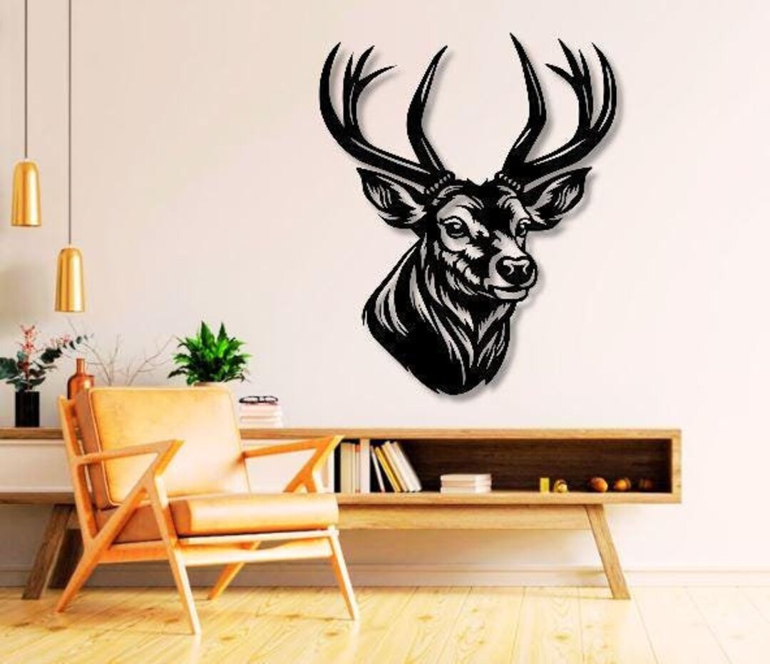Deer Dxf Svg Png Files Deer Face Head Wall Art Cut File for Cnc Plasma ...