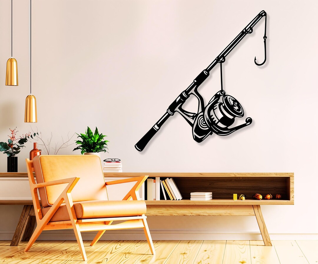 Fishing Rod Dxf Svg Png Files Fishing Equipment Wall Art Cut Vector for ...