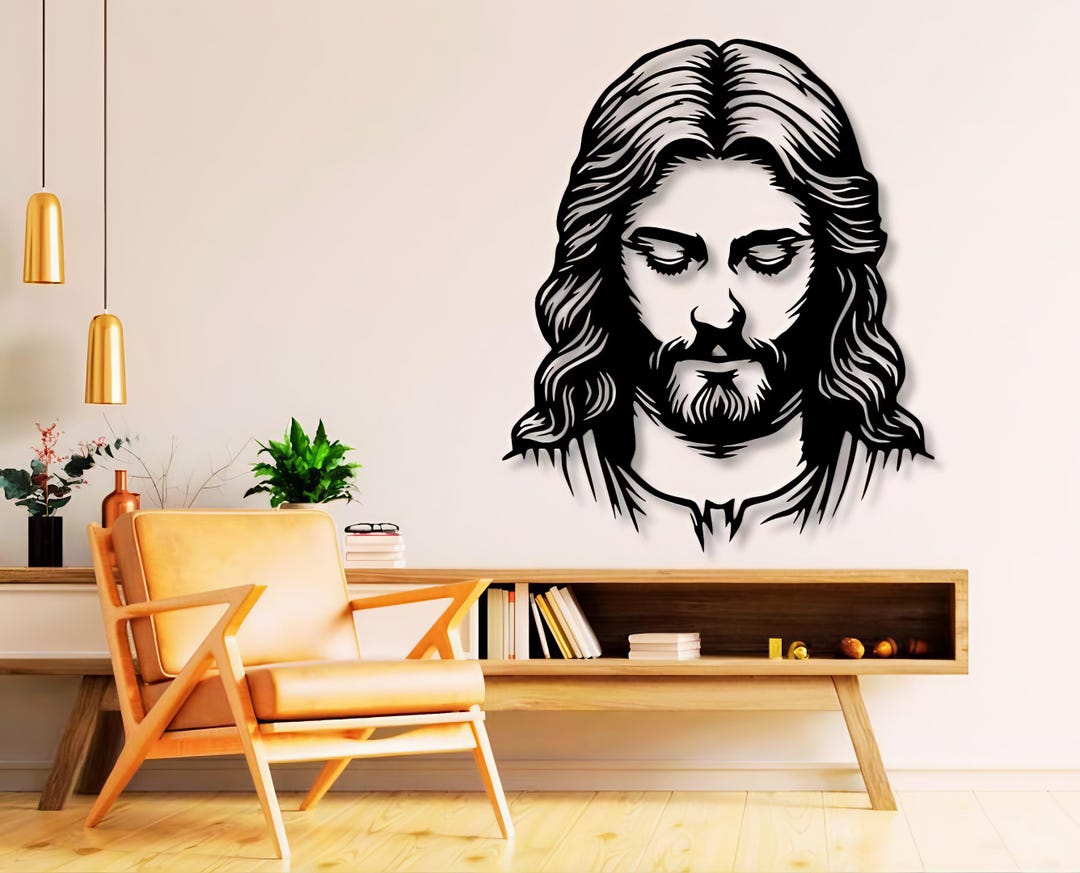 Jesus Dxf Svg Png Files Jesus Face Christian Wall Art Cut for Cnc ...