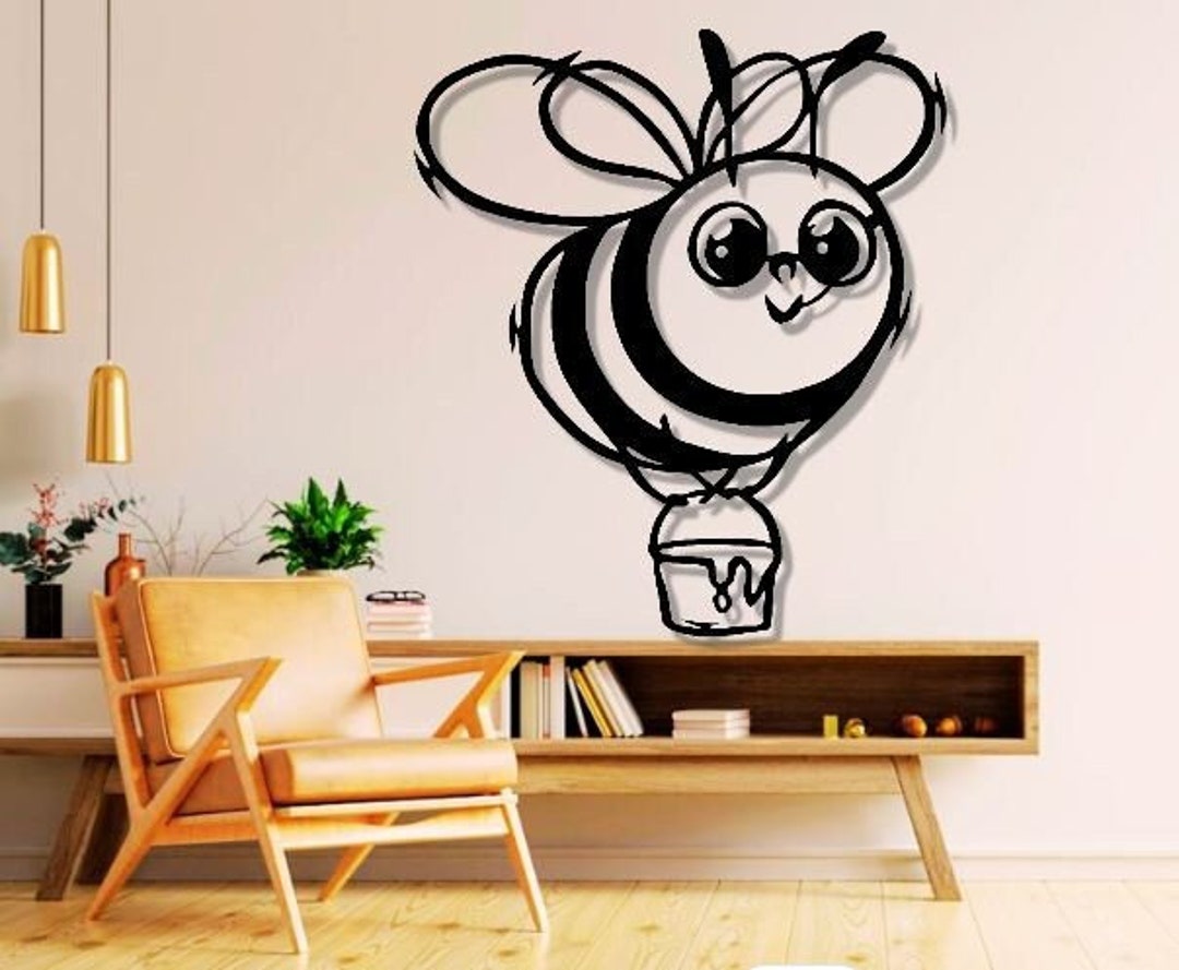 Bee Honey Dxf Svg Png Files , Bee Fly Honey Wall Art Cut File for Cnc ...