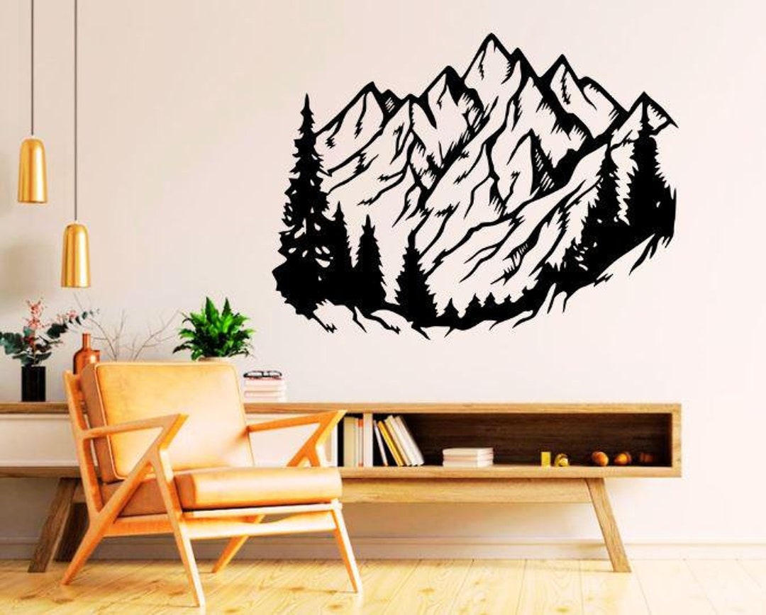 Mountains Dxf Svg Png Files Mountain Scene Wall Art Cut File for Cnc ...