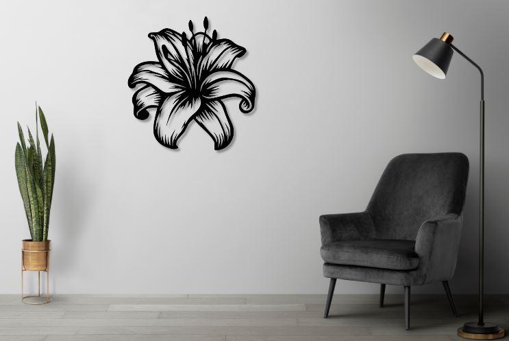 Lily Dxf Svg Png Files Lilium Flower Wall Art Cut for Cnc Plasma Laser ...