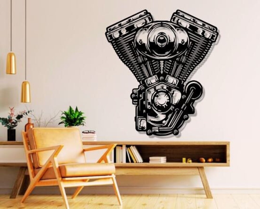 Engine Dxf Svg Png Files , Motor , Motorcycle , V , Wall Art Cut File ...