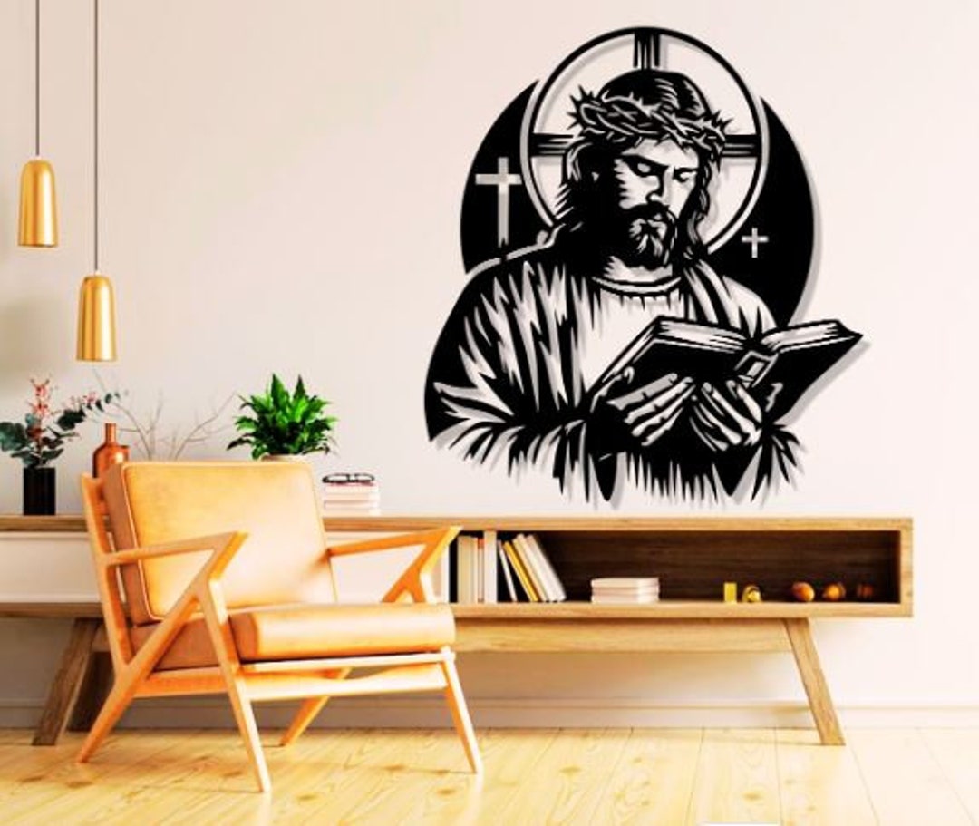 Jesus Bible Dxf Svg Png Files Cross Laser Cut File Religion Wall Art ...