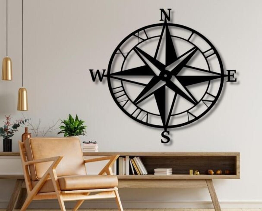 Brújula Reloj Dxf Svg Png Archivos Brújula Reloj de pared Roma Números ...