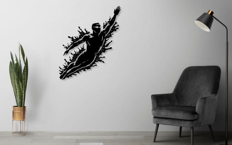 Swimmer Dxf Svg Png Files Swim Sporter Wall Art Cut File for Cnc Plasma ...