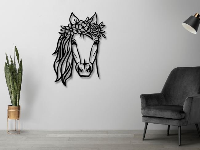 Horse Dxf Svg Png Files Flower Horse Head Face - Etsy