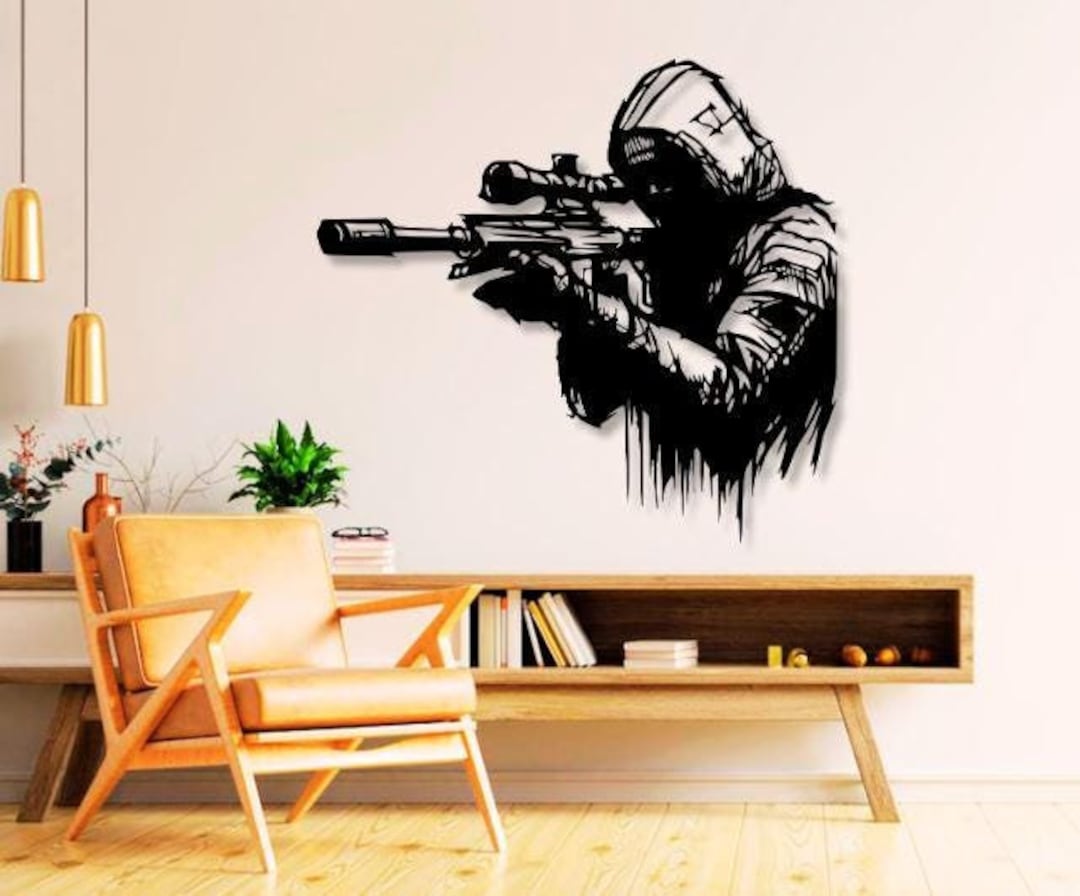 Sniper Dxf Svg Png Files Sniper Wall Art Cut File Gamer for Cnc Plasma ...