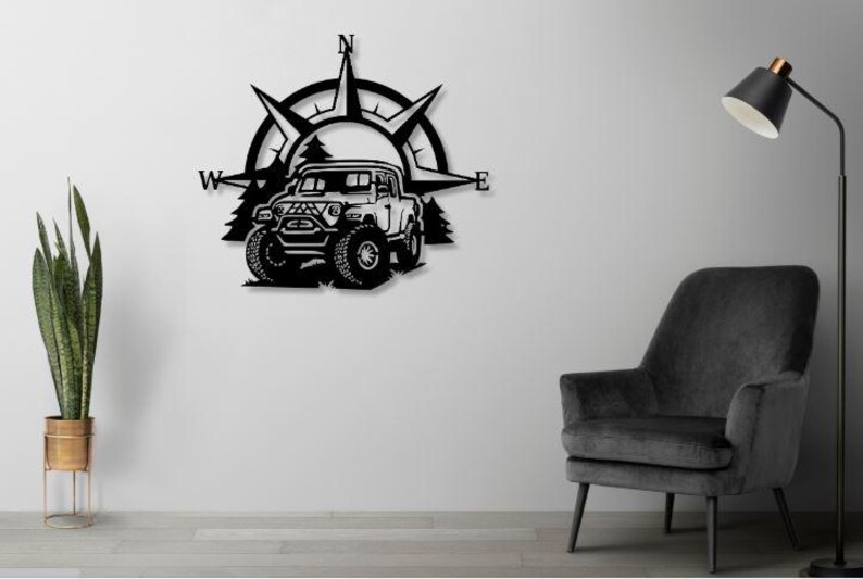 Truck Compass Dxf Svg Png Files Truck Scene off Road Cut File for Cnc ...