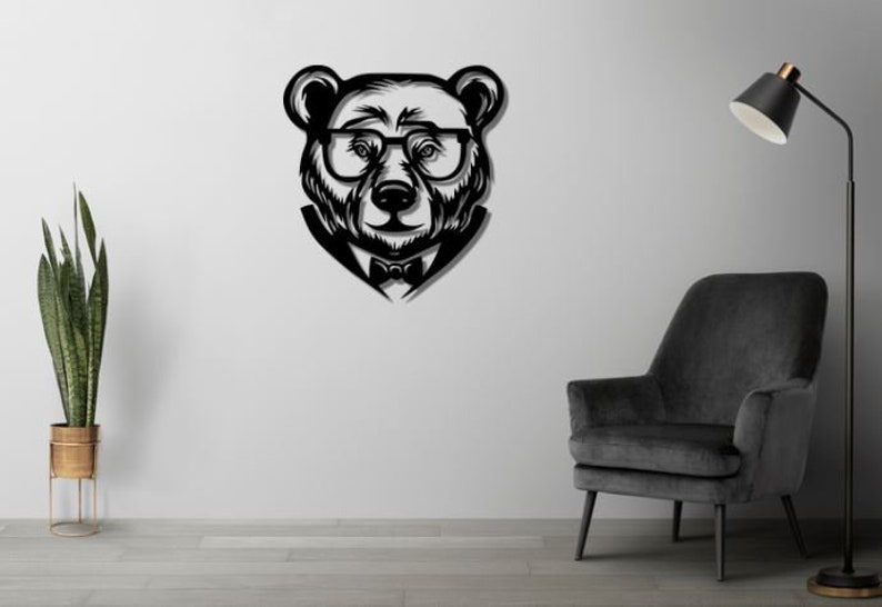 Bear Portrait Dxf Svg Png Files Grizzly Glasses - Etsy