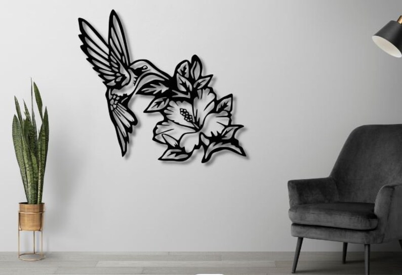 Hummingbird Flower Wall Art, Laser Cut Files (SVG, DXF, PNG) - Etsy