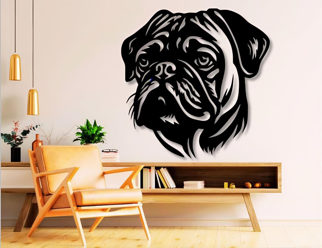 Pug Dxf , Svg , Png , Files , Pug , Dog , Face , Head , Wall , Art ...