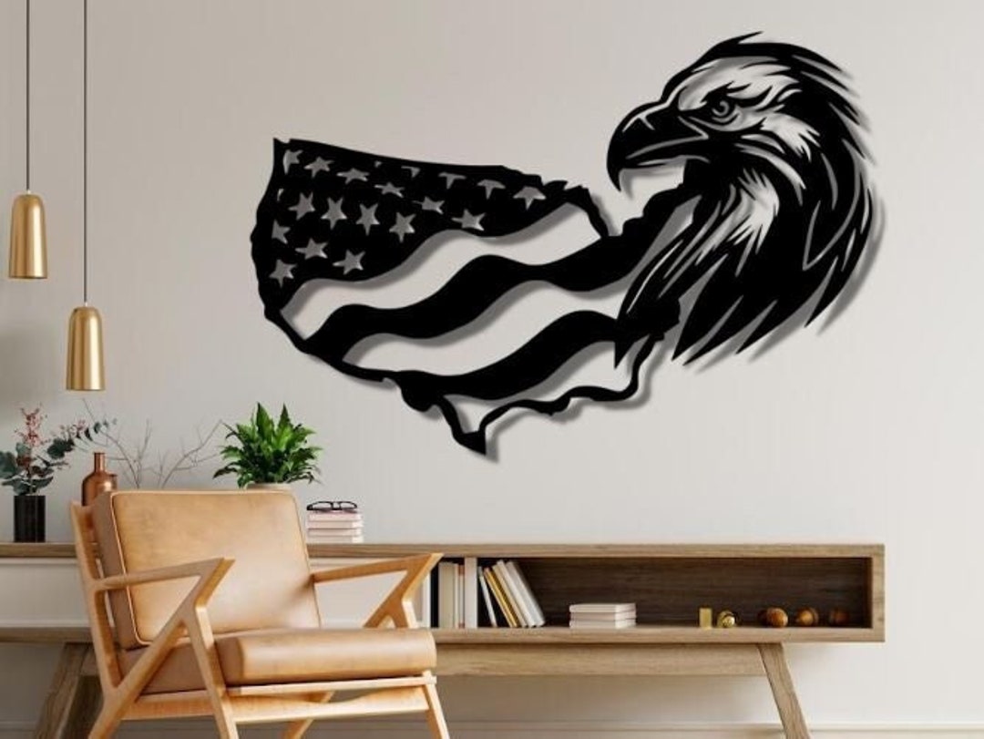 American Flag Eagle Dxf Svg Png Files American America Flag Eagle ...