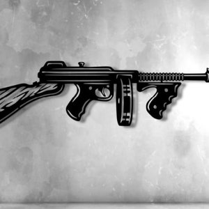 Gangster Submachine Dxf , Svg , Png , Files , Gun , Submachine ...