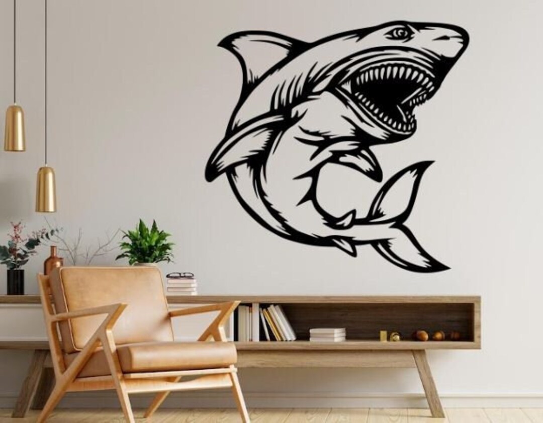 Shark Dxf , Svg , Png , Files , Shark , Sea , Wall , Art , Cut , File ...