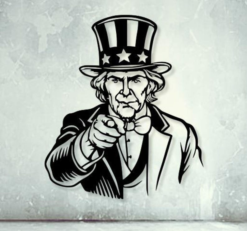Uncle Sam Vector Cut File: American Flag Patriotic Design (SVG, DXF ...