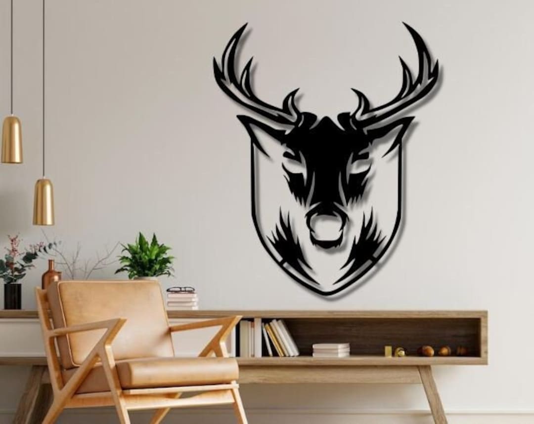 Deer Head Dxf , Svg , Png , Files , Deer , Horn , Horns , Deers , Wall ...