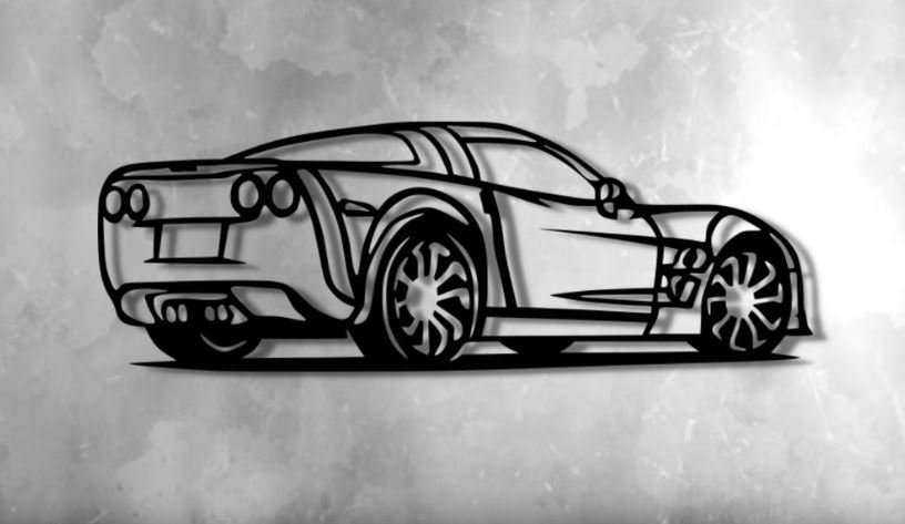Sport Car Dxf , Svg , Png , Files , Car , Back , View , Wall , Art ...