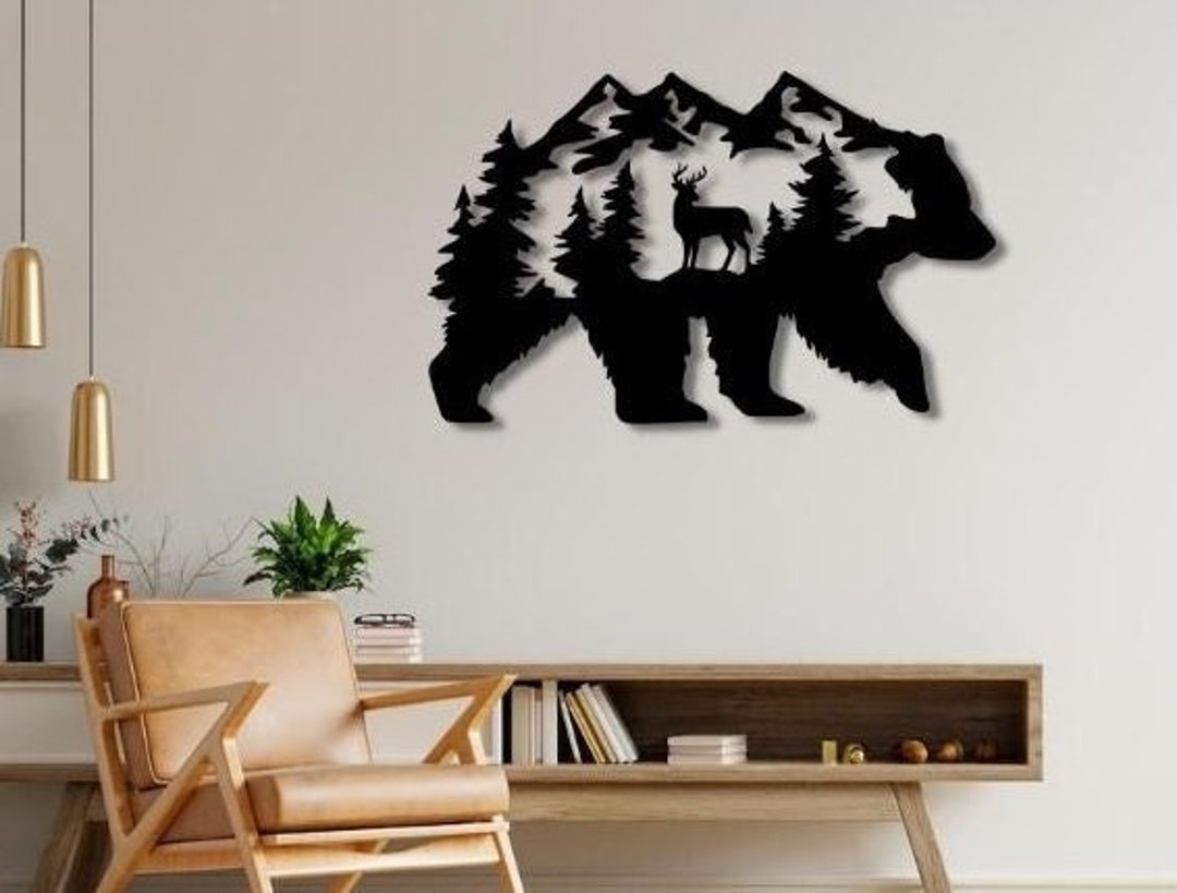 Bear Dxf , Svg , Png , Files , Bear , Deer , Forest , Trees , Mountains ...
