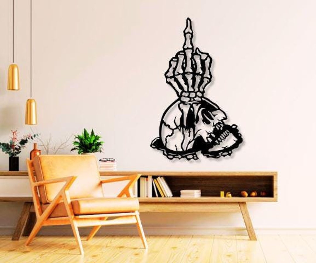 Middle Finger Dxf Svg Png Files Skull Wall Art Cut File for Cnc Plasma ...