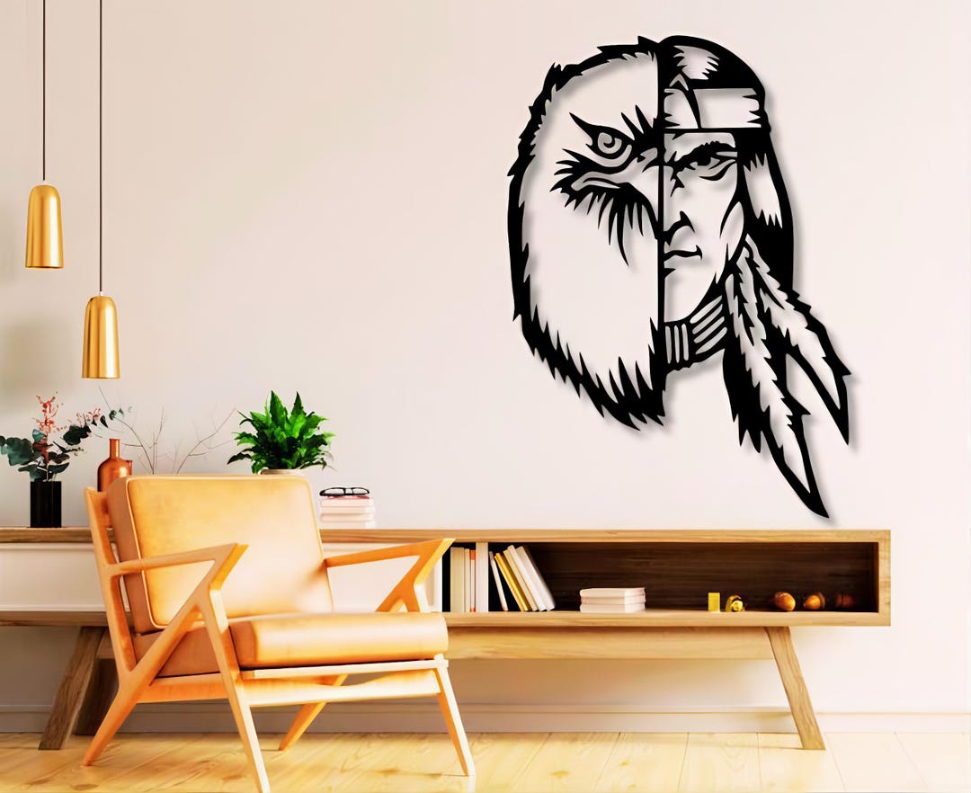 American Native Dxf Svg Png Files , Eagle , Native , Indian , Face ...