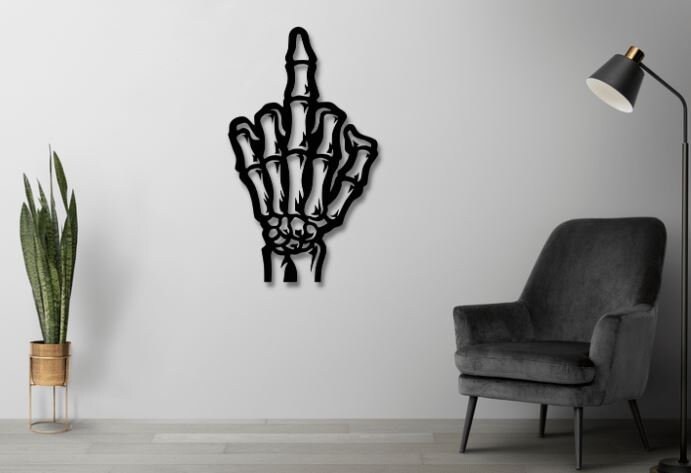 Buy Skeleton Middle Finger Dxf Svg Png Files Wall Art Online in India ...