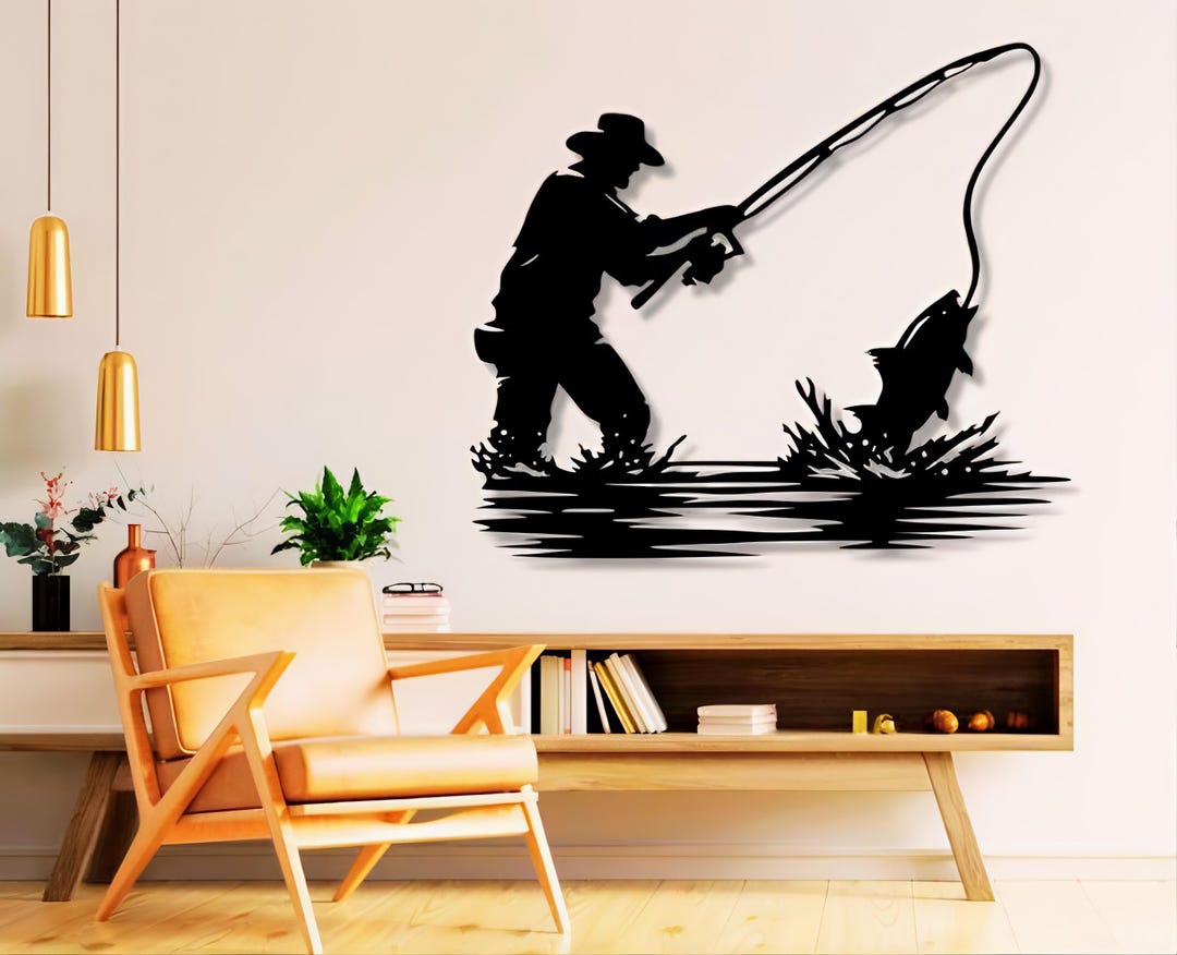 Fisherman Dxf Svg Png Files Fishing Fisher Plasma Cut File Vectorel ...