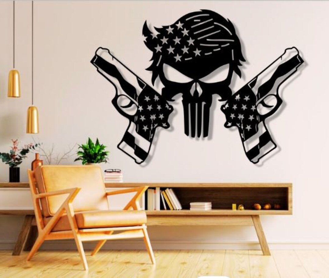 Punisher Guns Dxf Svg Png Files , American , Gun , Flag , Patriotic ...