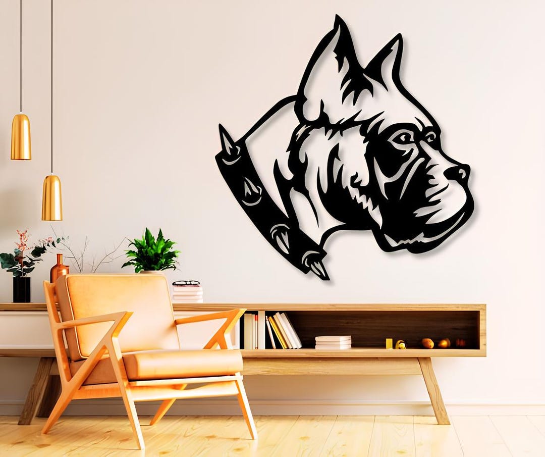 Pitbull Dxf Svg Png Files Pitbull Dog Portrait Cut File for , Cnc ...