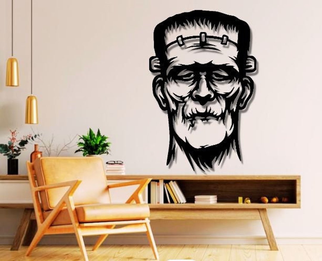 Zombie Dxf Svg Png Files Monster Horror Face Zombie Frankenstein ...