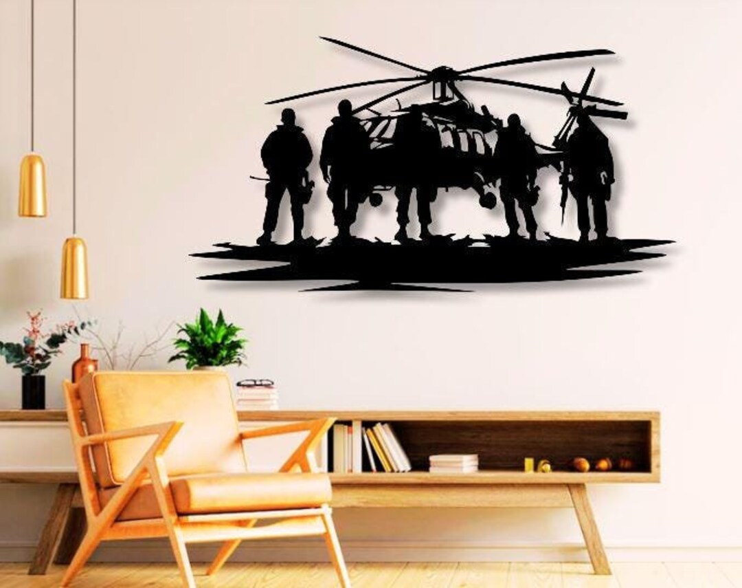 Army Dxf Svg Png Files Military Helicopter Soldier Plasma Cut File for ...