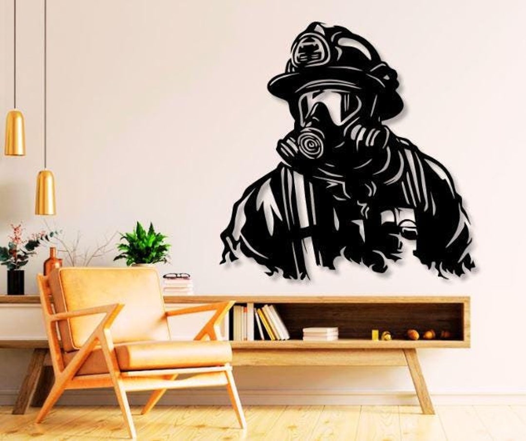 Fireman Dxf Svg Png Files Firefighter Wall Art Cut File for Cnc Plasma ...