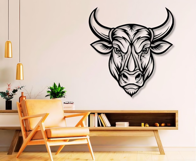 Cabeza de toro (DXF, SVG, PNG) Archivos de corte para arte mural de ...