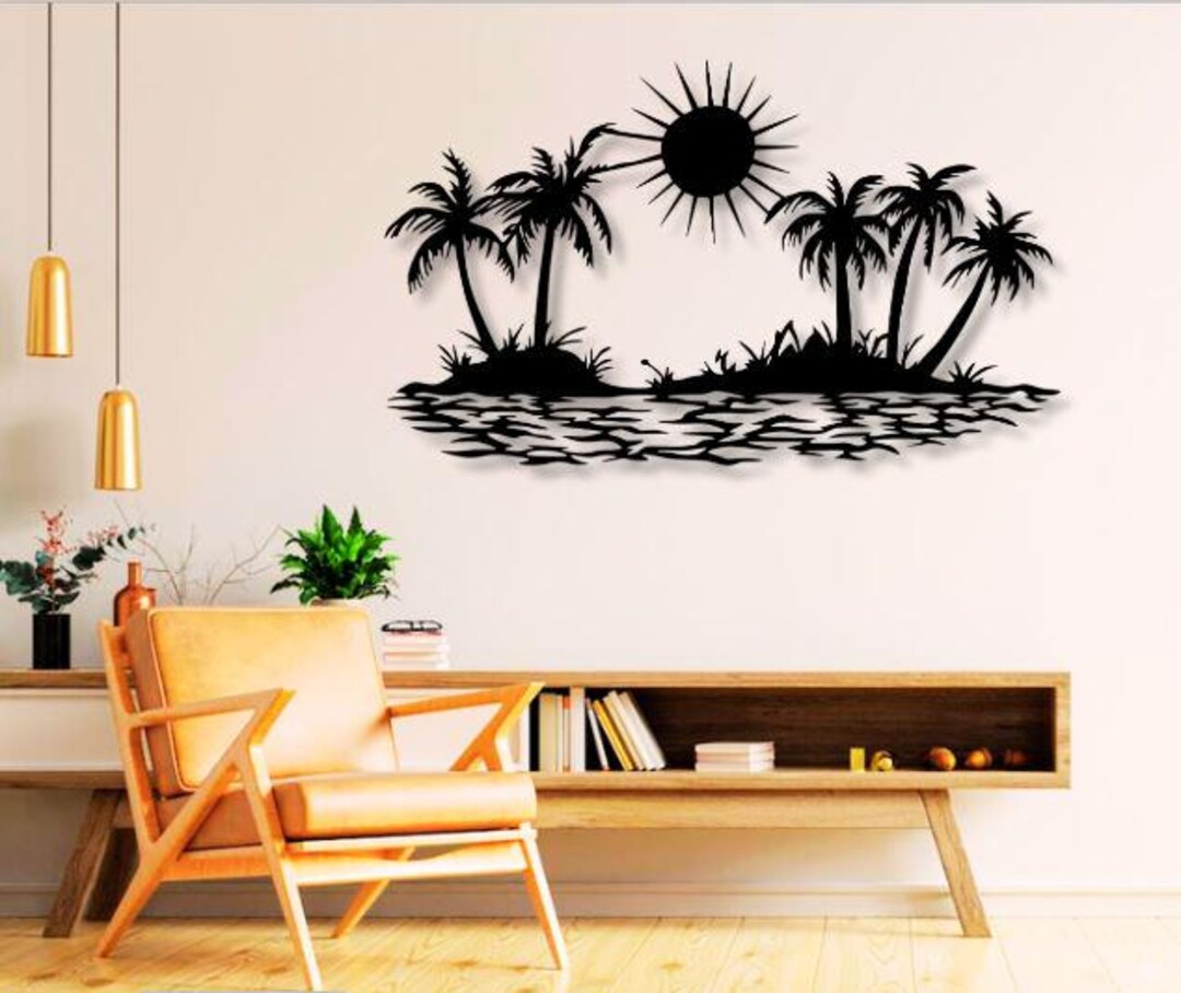 Sunset Scene Dxf Svg Png Files Summer Island Sea Wall Art for Cnc ...