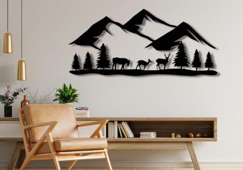 Nature Scene Dxf svg png Files Laser Cut Nature Deer - Etsy