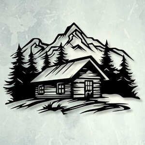 Chalet Dxf Svg Png Files Mountain Wood House Cut File Wall Art Wooden ...