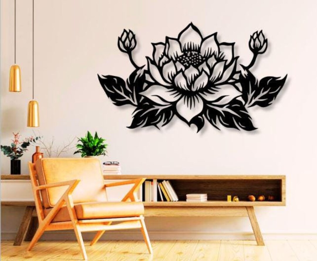 Lotus Lily Dxf Svg Png Files Flower Wall Art Cut File for Cnc Plasma ...