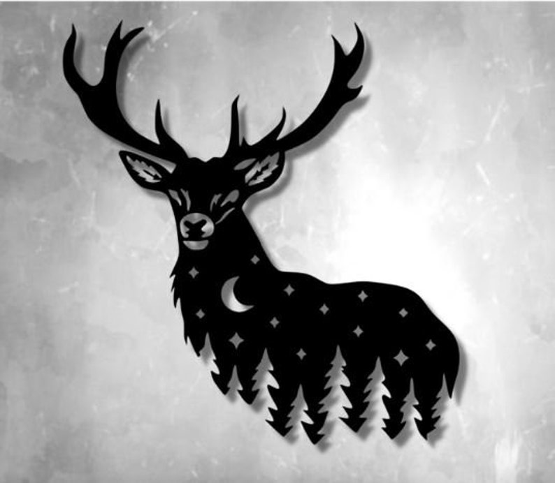 Deer Scene Dxf Svg Png Files Metal Wall Art Files, CNC Plasma Laser Cut ...