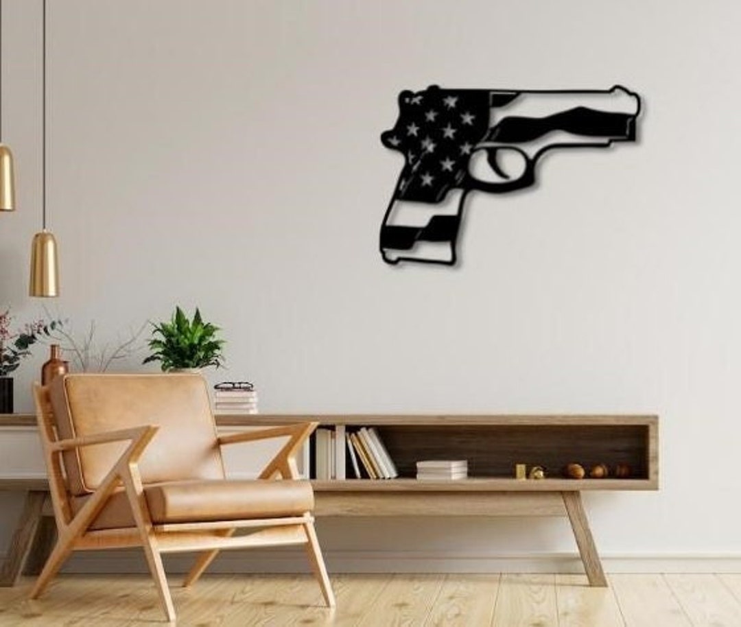 American Gun Dxf , Svg , Png , Files , American Flag , Pistol , Metal ...
