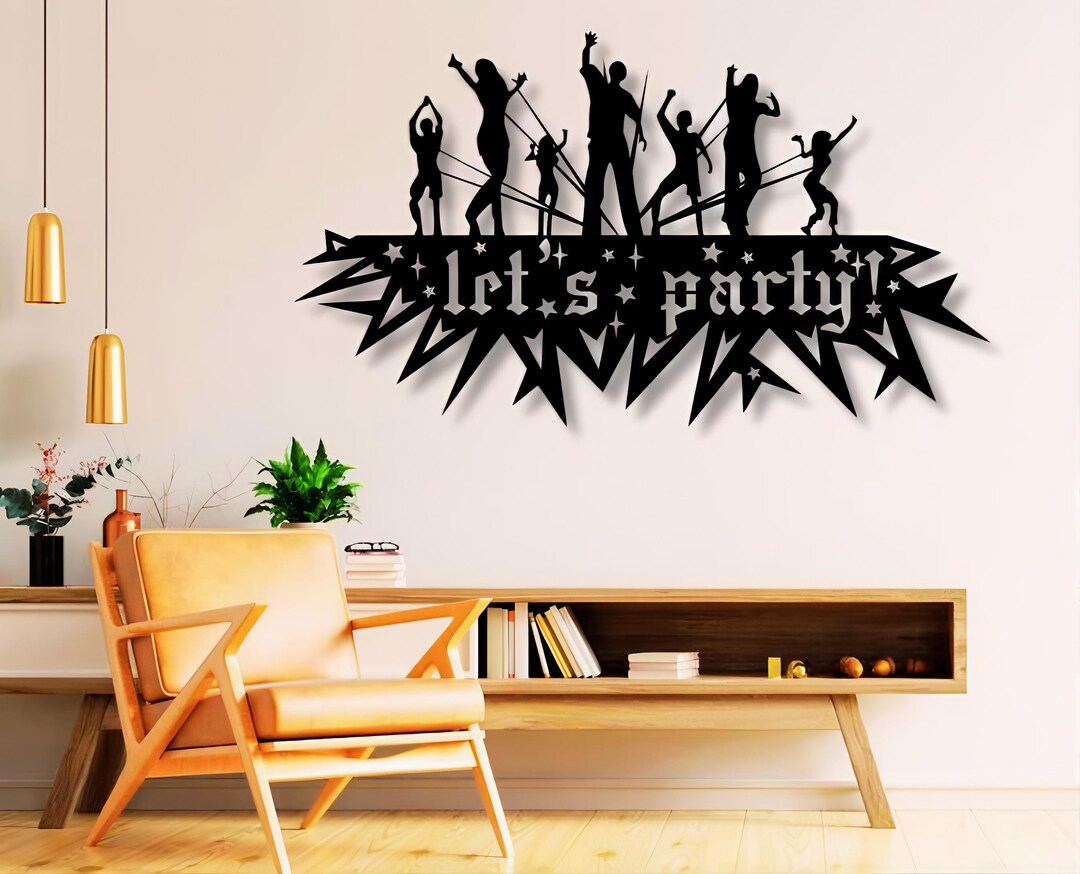 Lets Party Dxf Svg Png Files Disco Dance Music Wall Art Cut File for ...