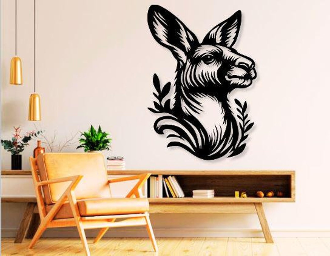 Kangaroo Dxf Svg Png Files Kangaroo Face Head Wall Art Cut File for Cnc ...