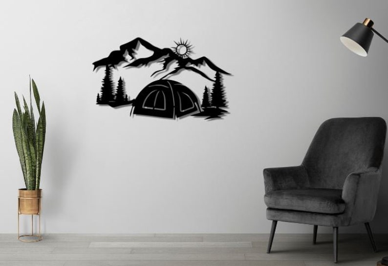 Fichiers d'art mural en métal pour scène de camping, découpés au laser ...