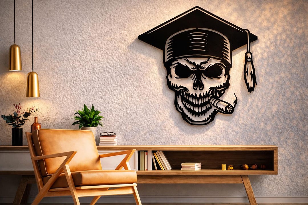 Graduate Skull Wall Art, Laser Cut Files (SVG, DXF, PNG) - Etsy