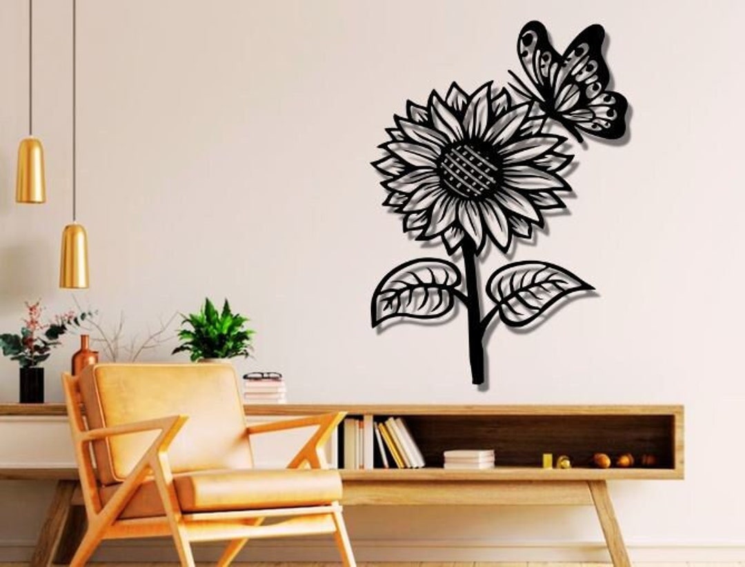 Butterfly on the Flower Dxf , Svg , Png , Files , Butterfly , Sunflower ...