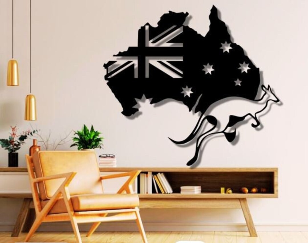 Australia Dxf Svg Png Files Australia Flag Kangaroo Design Map Outline ...