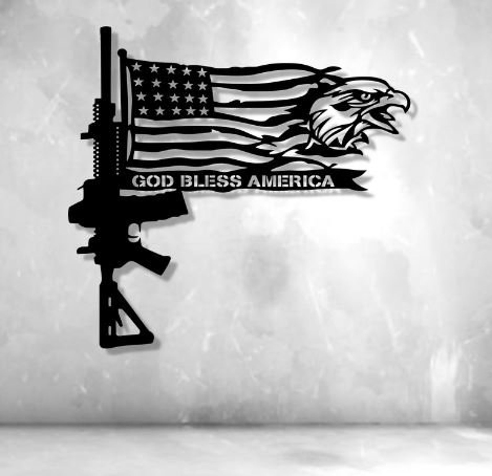 God Bless America Dxf Svg Png Files , USA , Flag , Riffle , Eagle ...