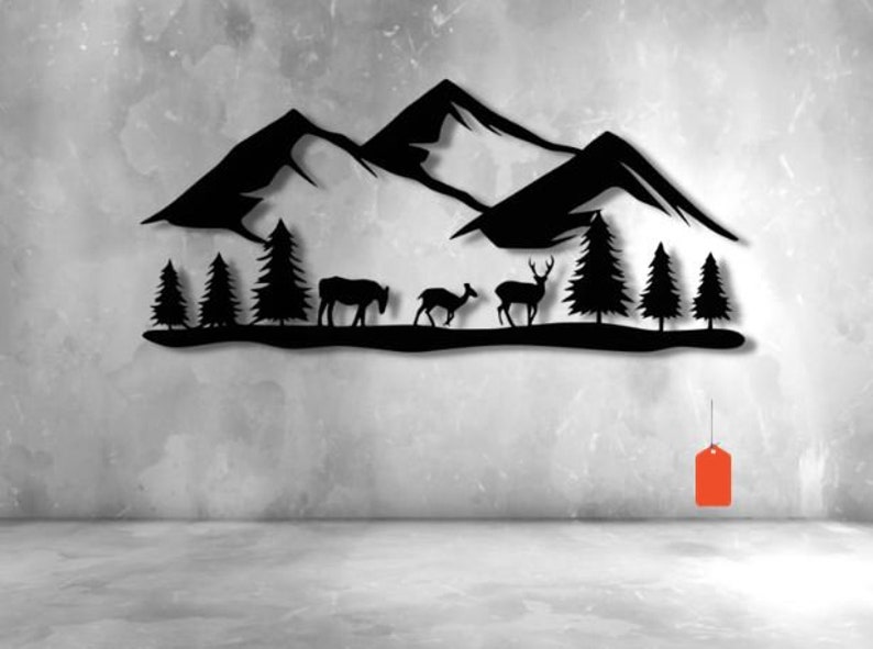 Nature Scene Dxf svg png Files Laser Cut Nature Deer - Etsy