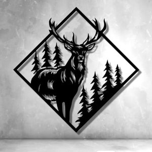 Deer Scene Dxf Svg Png Files , Deer , Forest , Nature , Horns , Wall ...